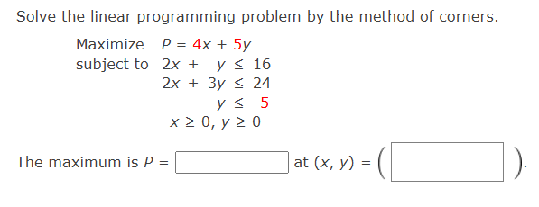 Solved Solve the linear programming problem by ﻿the method | Chegg.com