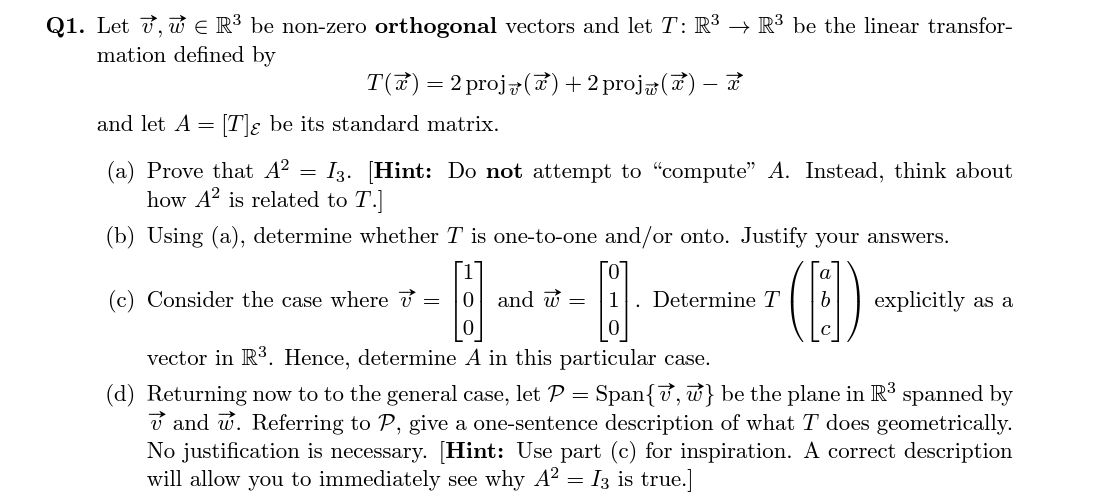 Solved 1. Let v,w∈R3 be non-zero orthogonal vectors and let | Chegg.com Solved 1. Let v,w∈R3 be non-zero orthogonal vectors and let | Chegg.com