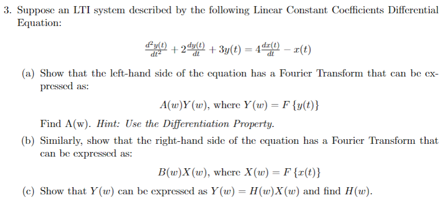 Solved Suppose an LTI system described by the following | Chegg.com