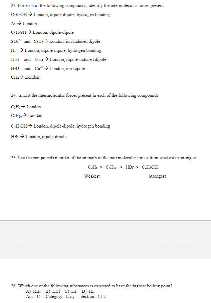 Solved 23. For each of the following compounds, identify the | Chegg.com