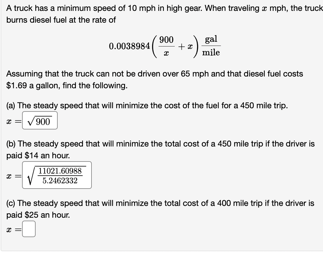 Solved A truck has a minimum speed of 10mph in high gear. | Chegg.com