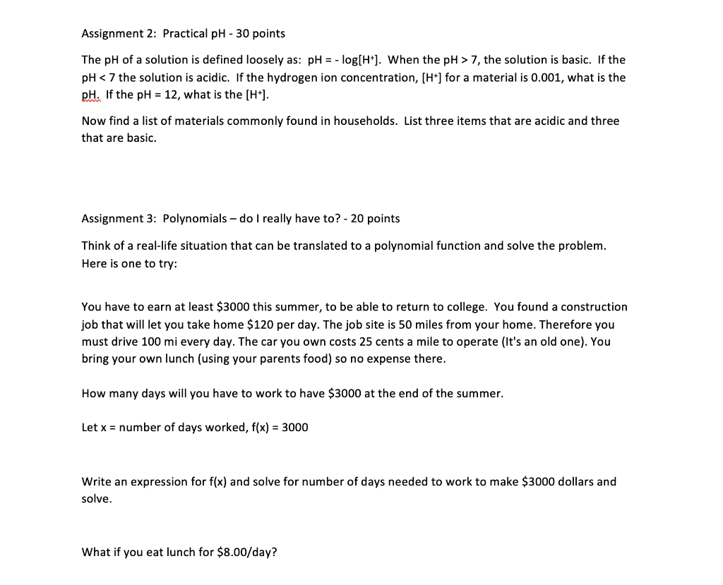 Solved Assignment 2: Practical pH−30 points The pH of a | Chegg.com