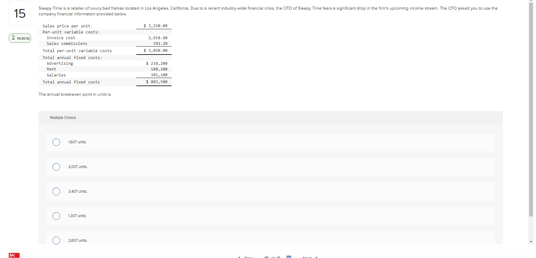 Solved The annual breakeven point in units is: Multiple | Chegg.com