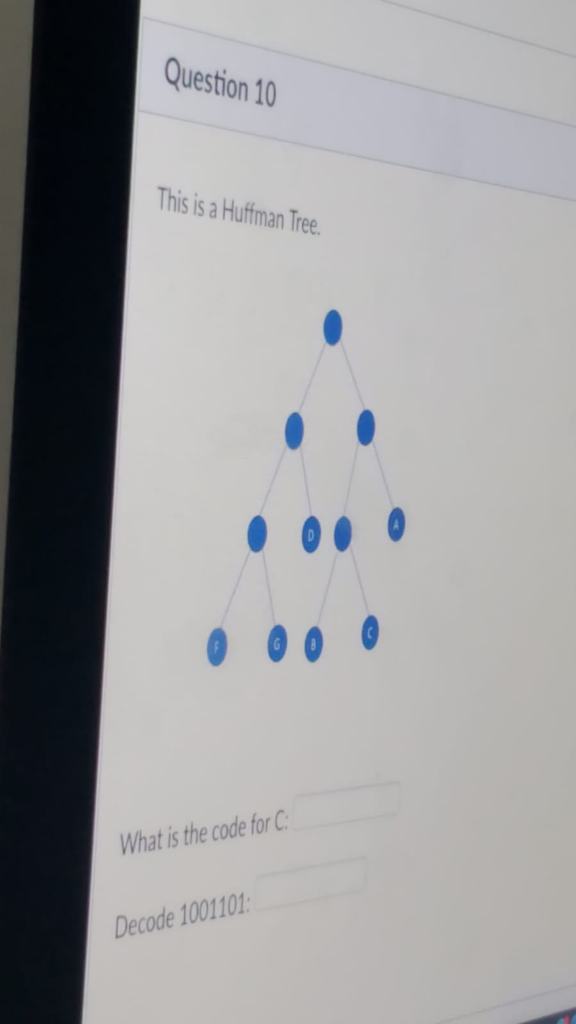 Solved Question 10 his is a Huffman Tree What is the code | Chegg.com