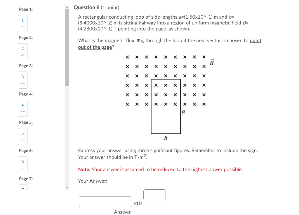 Solved Page 1: Question 8 (1 point) A rectangular conducting | Chegg.com