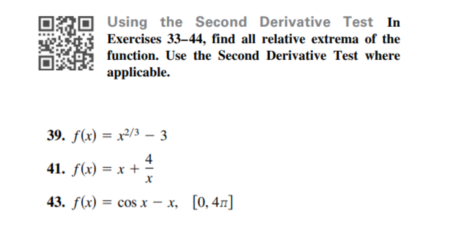 Solved Using the Second Derivative Test In Exercises 33-44, | Chegg.com