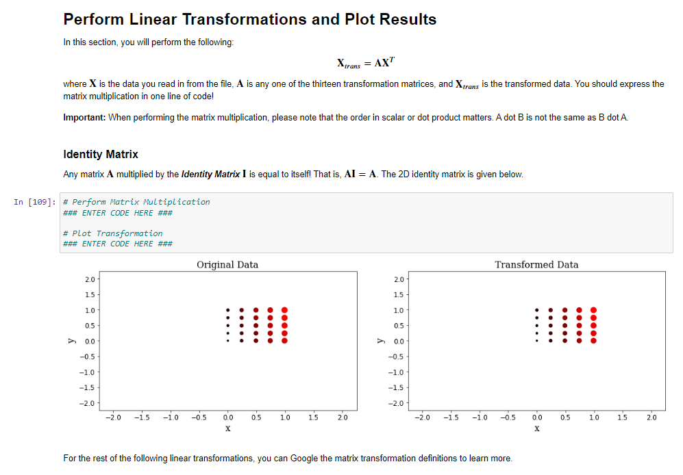 Solved Perform Linear Transformations and Plot Results In | Chegg.com