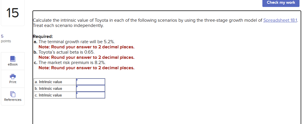 Calculate the intrinsic value of Toyota in each of | Chegg.com