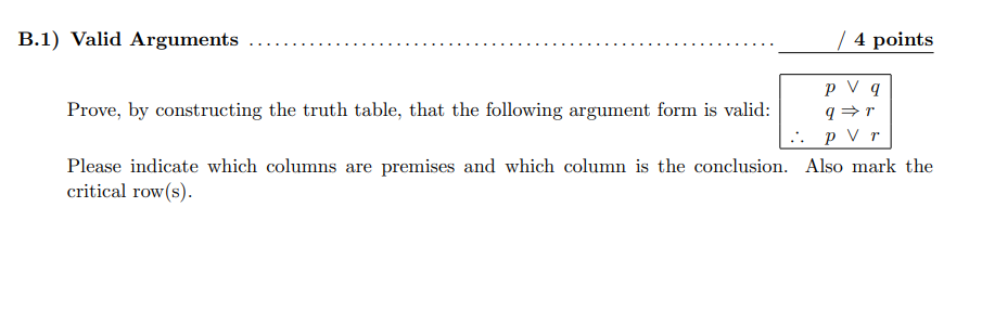 Solved B.1) Valid Arguments / 4 points p Va Prove, by | Chegg.com
