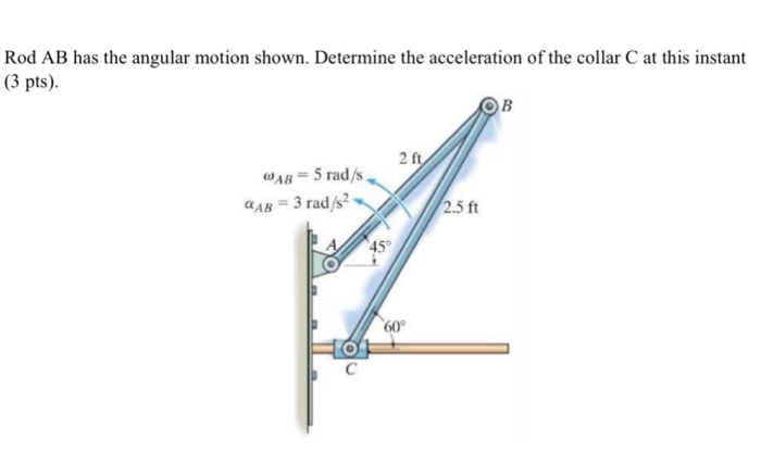 Solved Rod AB has the angular motion shown. Determine the | Chegg.com