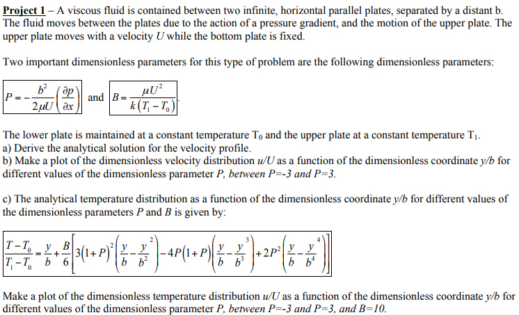 Project 1 - A viscous fluid is contained between two | Chegg.com