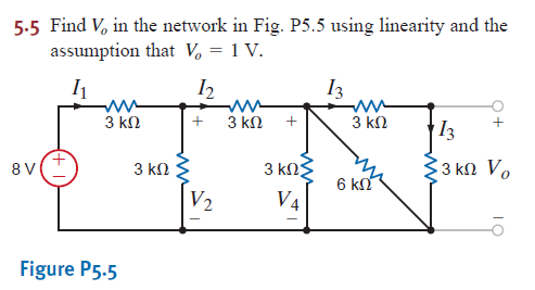 Solved 5.5 Find V, in the network in Fig. P5.5 using | Chegg.com