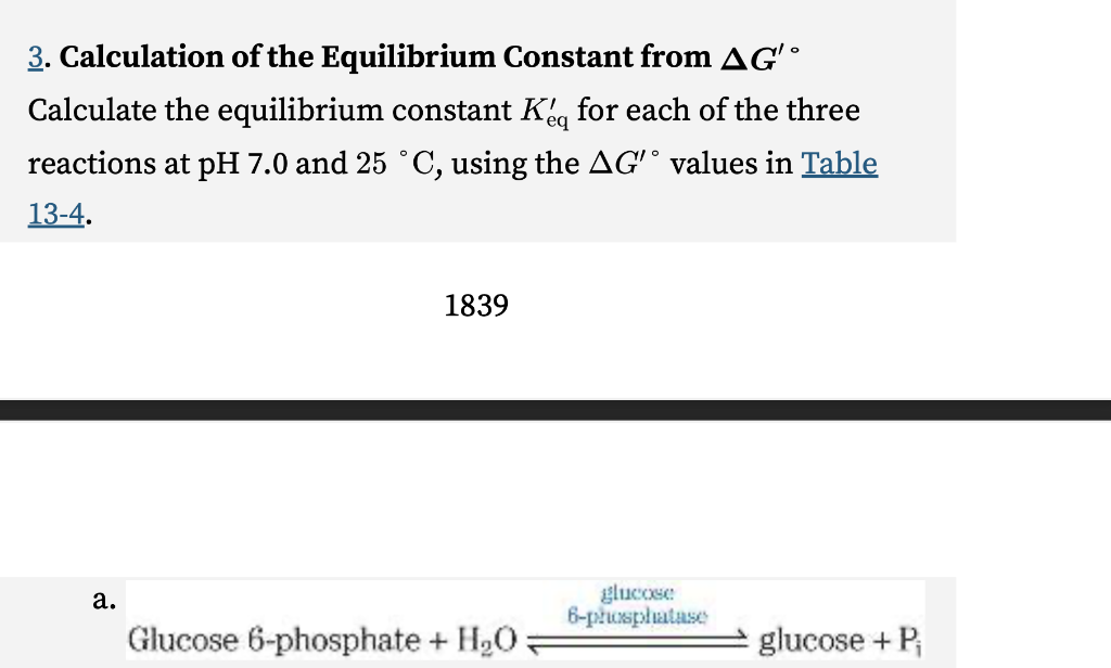 Solved 3. Calculation of the Equilibrium Constant from ΔG′∘ | Chegg.com