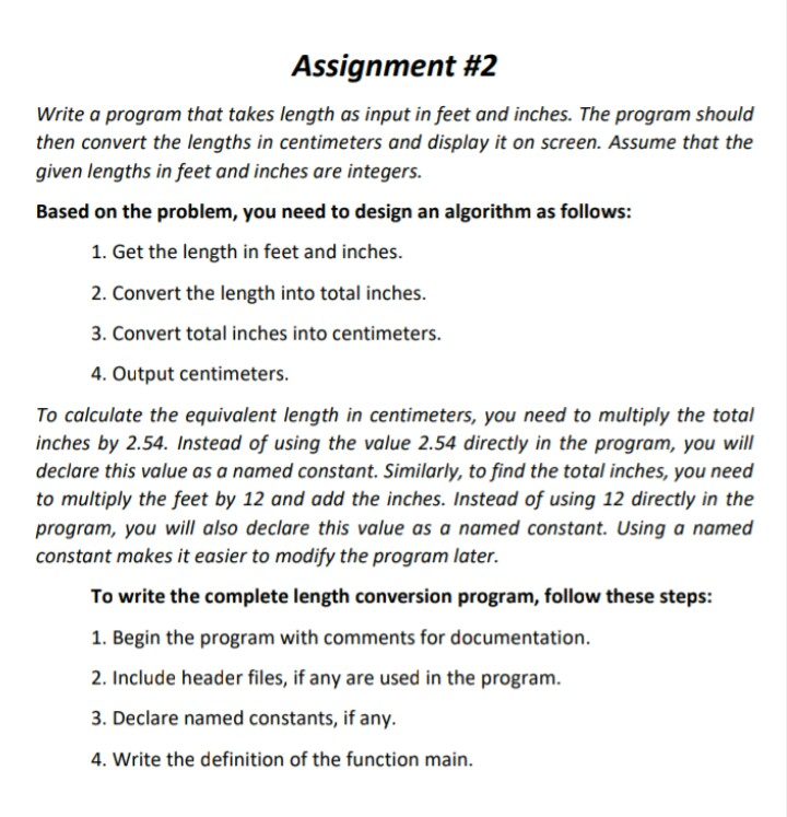 Solved Assignment #2 Write a program that takes length as | Chegg.com