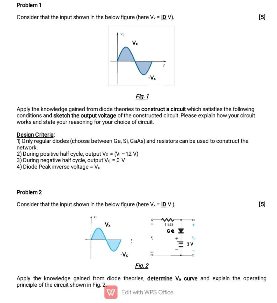 Solved Here, ID=60 For problem 1 and 2 choose the diode Ge | Chegg.com