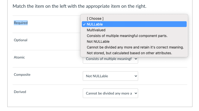 Solved Match the item on the left with the appropriate item | Chegg.com