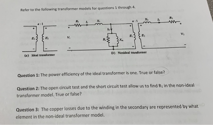 Solved Refer to the following transformer models for | Chegg.com