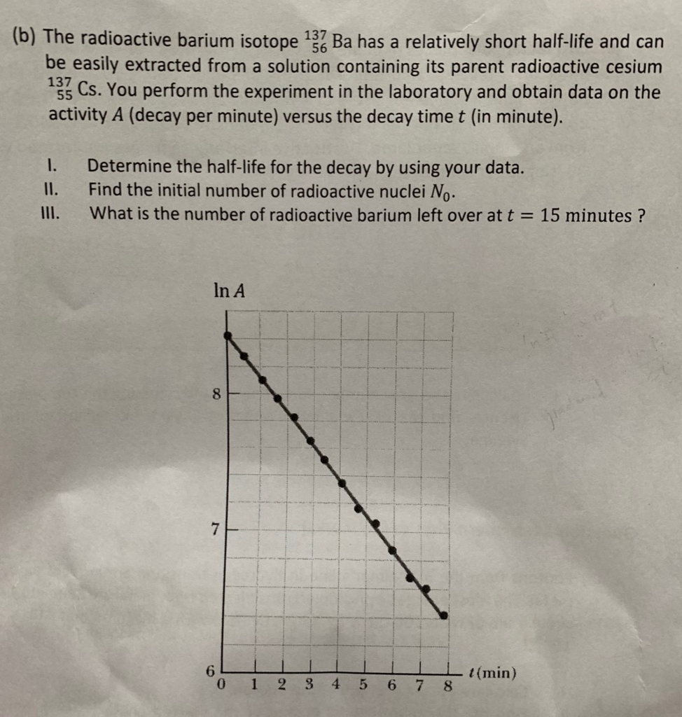 Solved (b) The radioactive barium isotope 137 Ba has a | Chegg.com