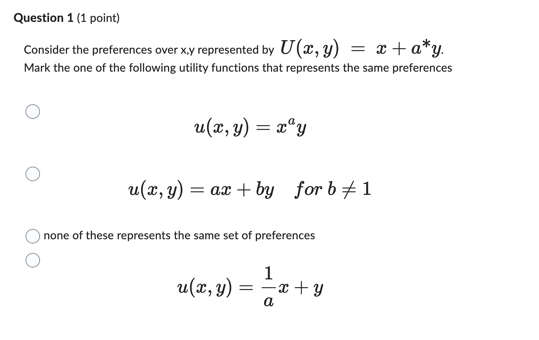Solved Consider the preferences over x,y represented by | Chegg.com