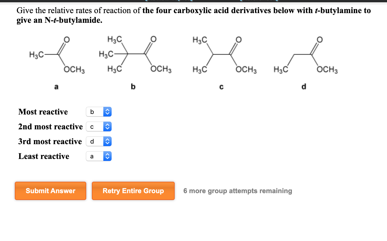 Solved Give the relative rates of reaction of the four | Chegg.com