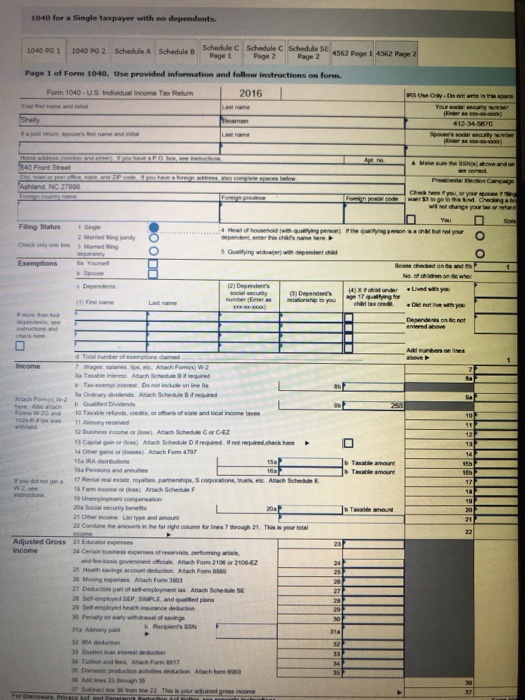Shelly Beaman (social security number 412-34-5670) s | Chegg.com
