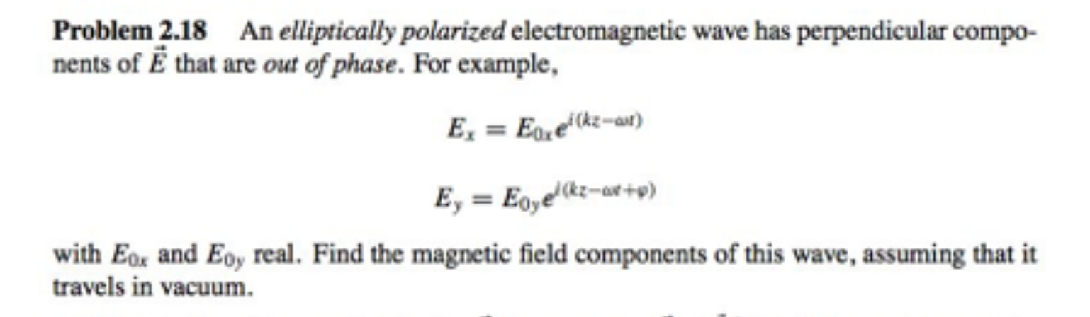 Solved Problem 2.18 An elliptically polarized | Chegg.com