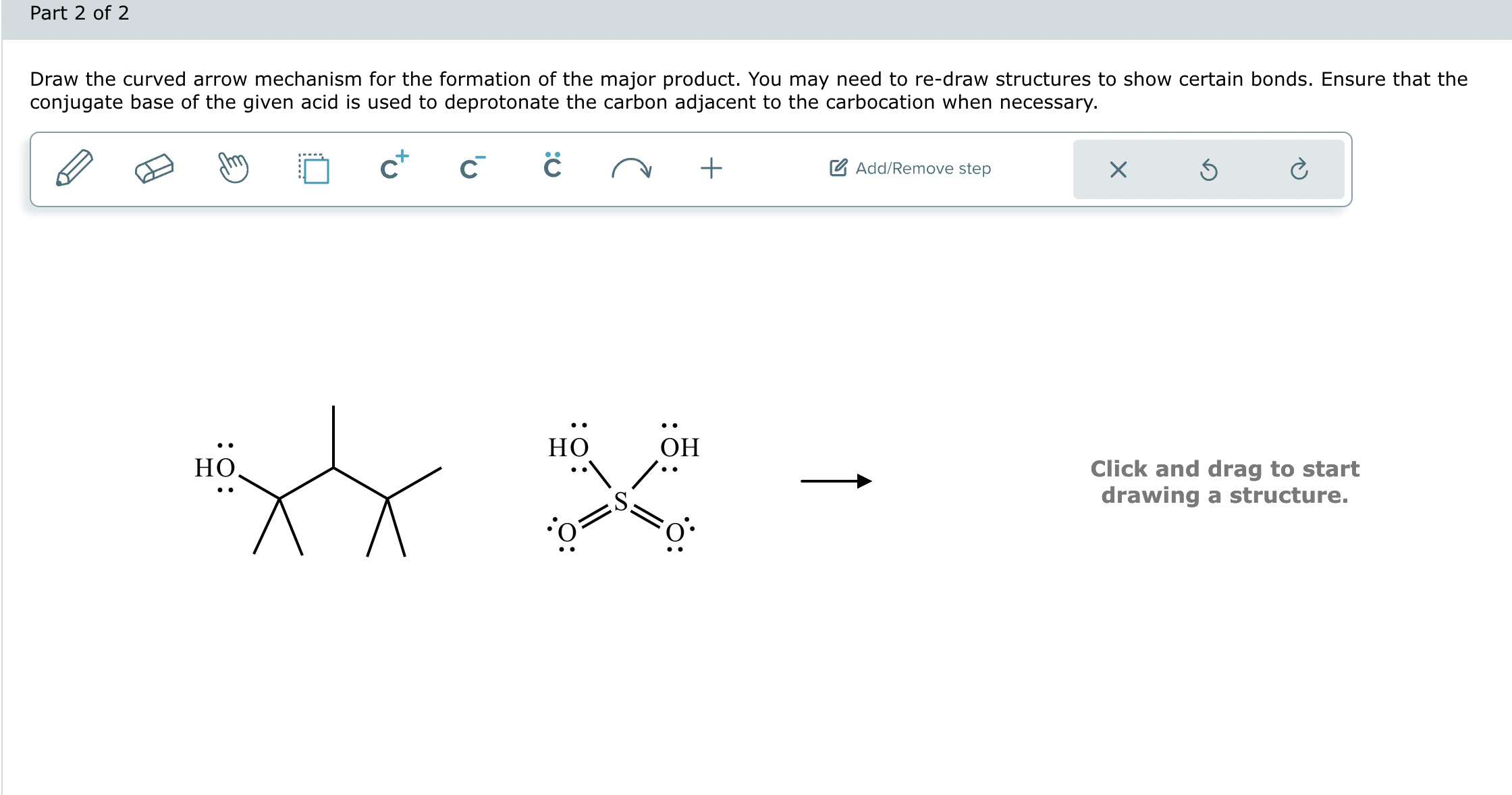 Solved H2SO4 Part: 0 / 2 Part 1 of 2 Draw the structure of | Chegg.com