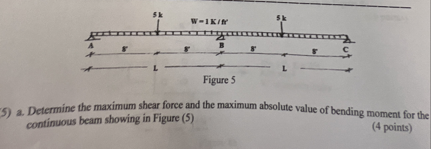 Solved 5) a. Determine the maximum shear force and the | Chegg.com