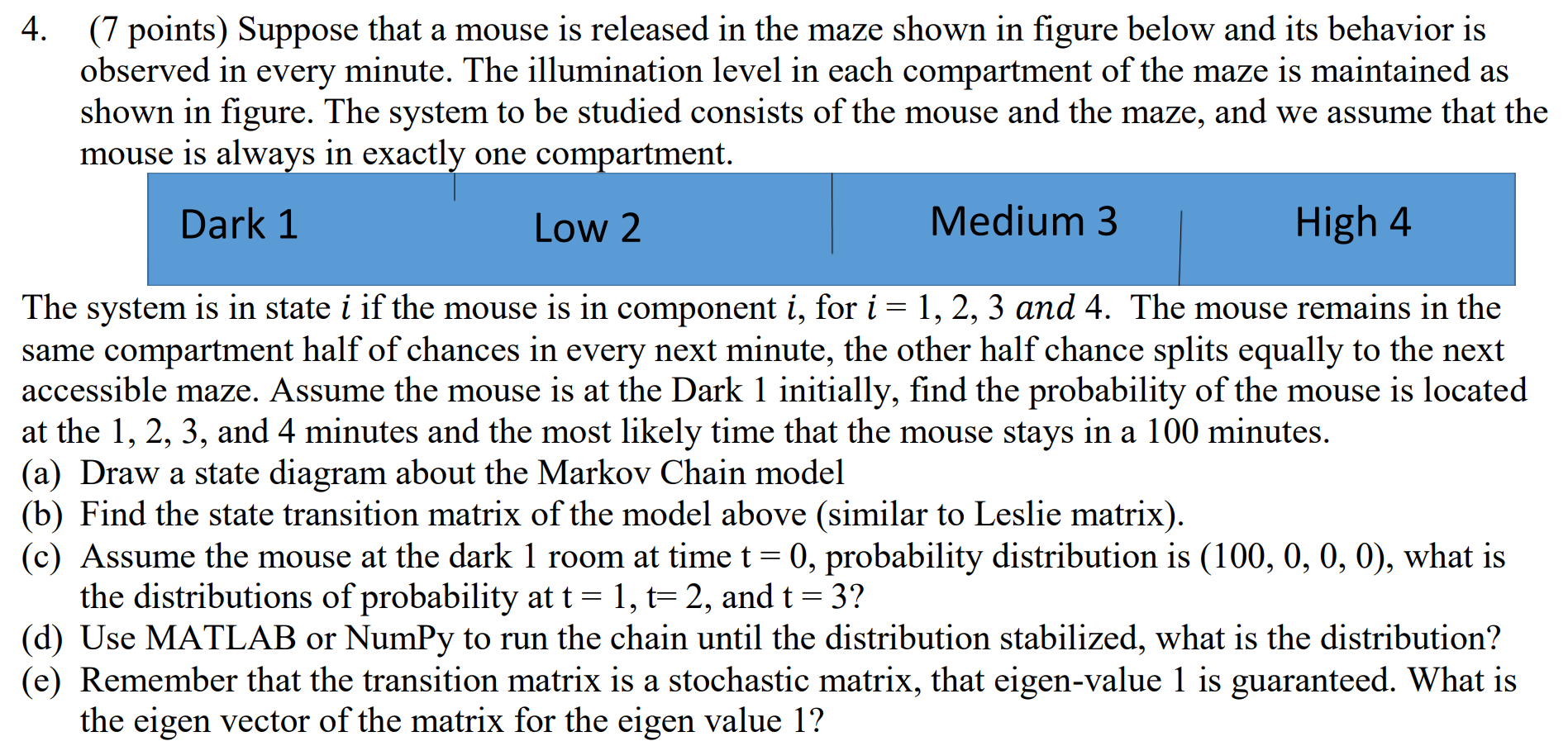Solved 4. (7 points) Suppose that a mouse is released in the | Chegg.com