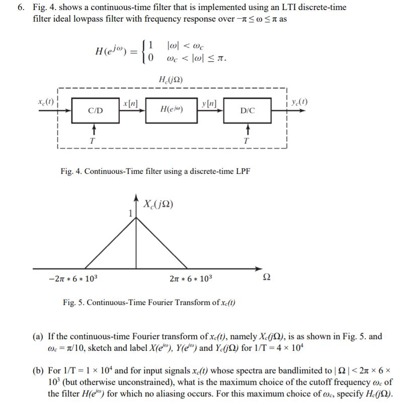 Solved 6. Fig. 4. shows a continuous-time filter that is | Chegg.com