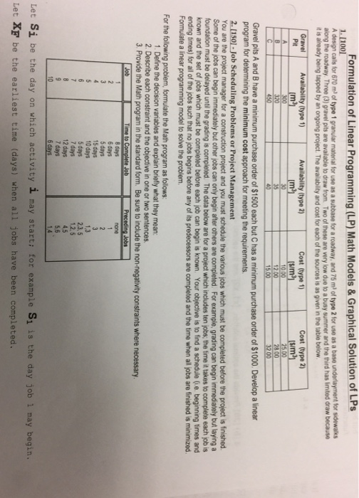 Solved Formulation Of Linear Programming Lp Math Modelsand 3151
