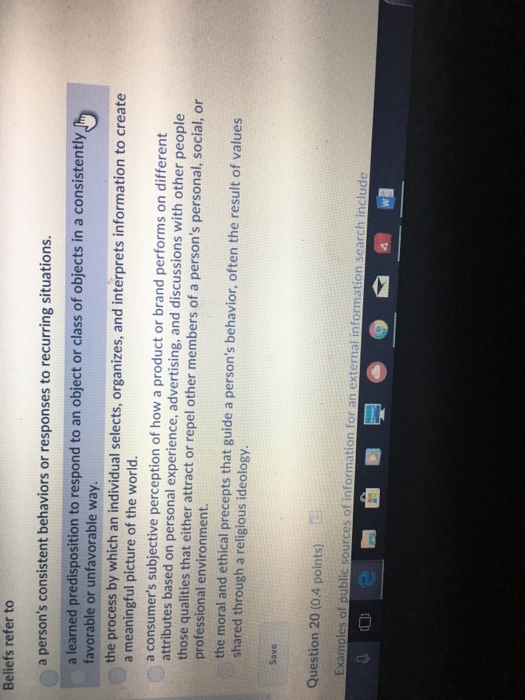 Solved Beliefs refer to a person's consistent behaviors or | Chegg.com