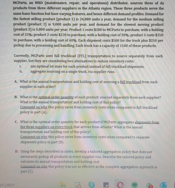 MCParts, an MRO (maintenance, repair, and operations) | Chegg.com