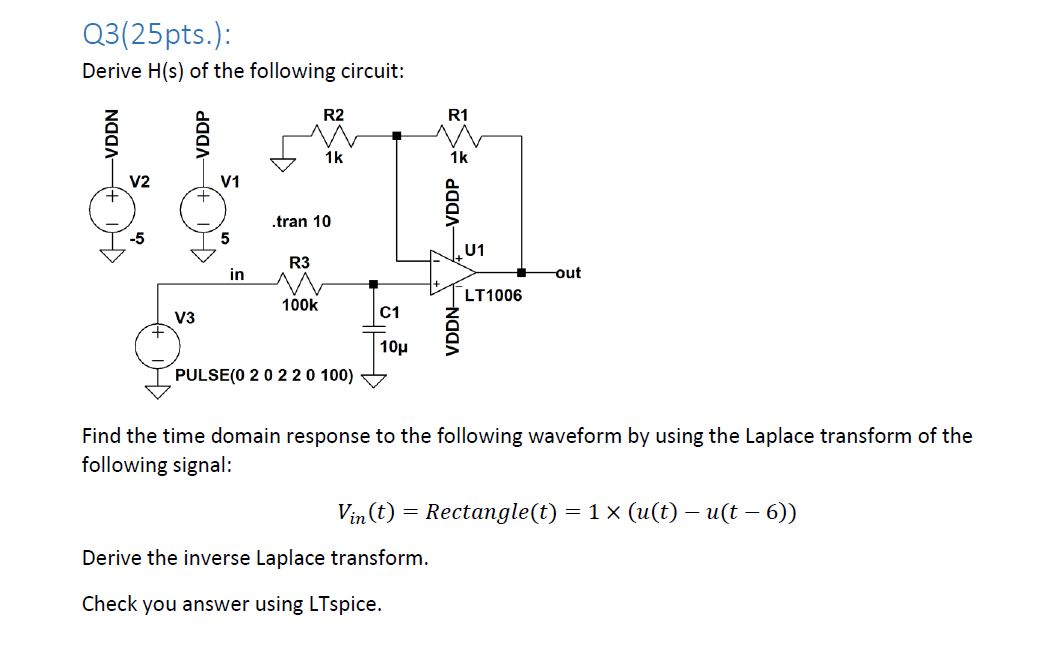 Solved Q3(25pts.): Derive H(s) of the following circuit: R2 | Chegg.com