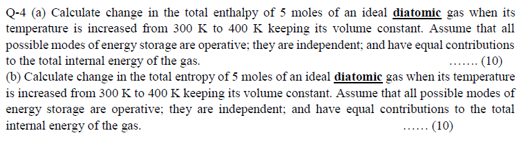 Solved Q-4 (a) Calculate change in the total enthalpy of 5 | Chegg.com