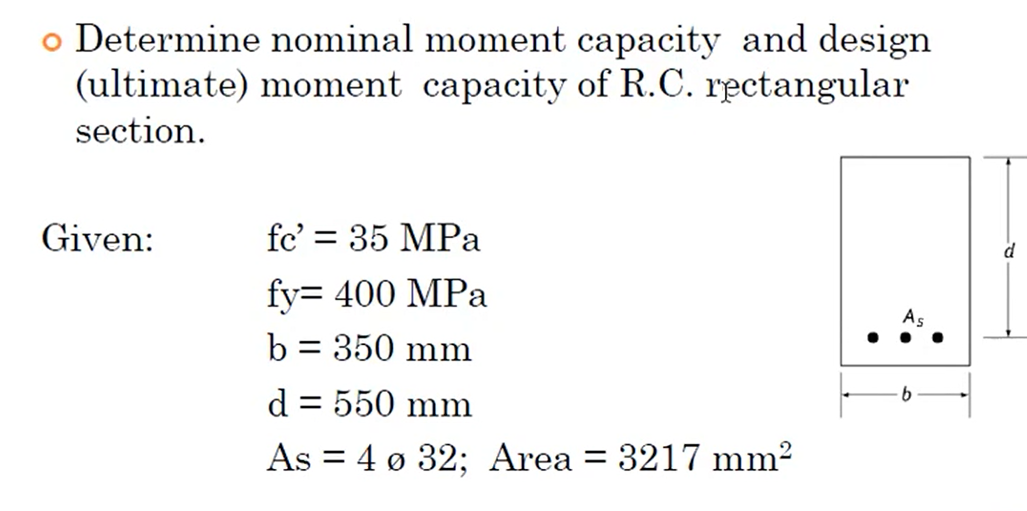 Solved o Determine nominal moment capacity and design | Chegg.com