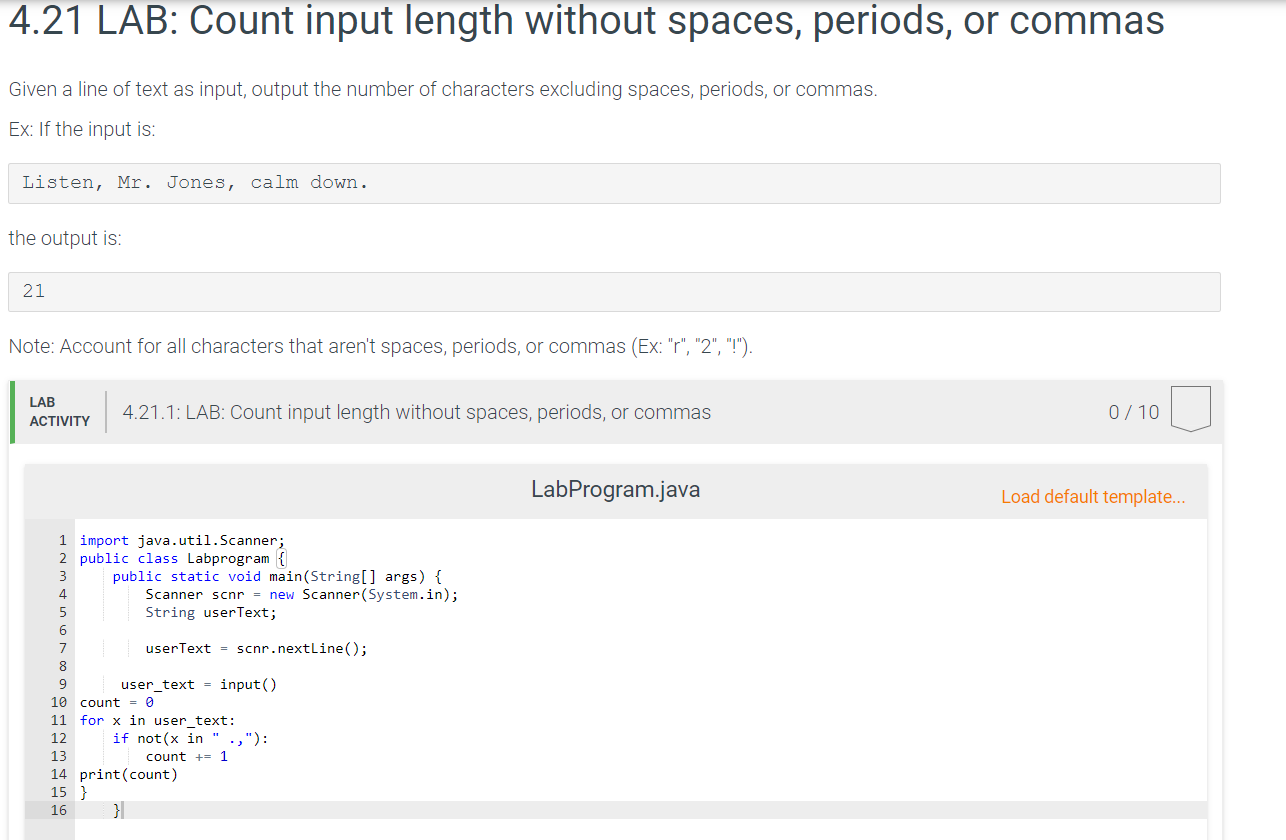 Solved 4 21 Lab Count Input Length Without Spaces Perio