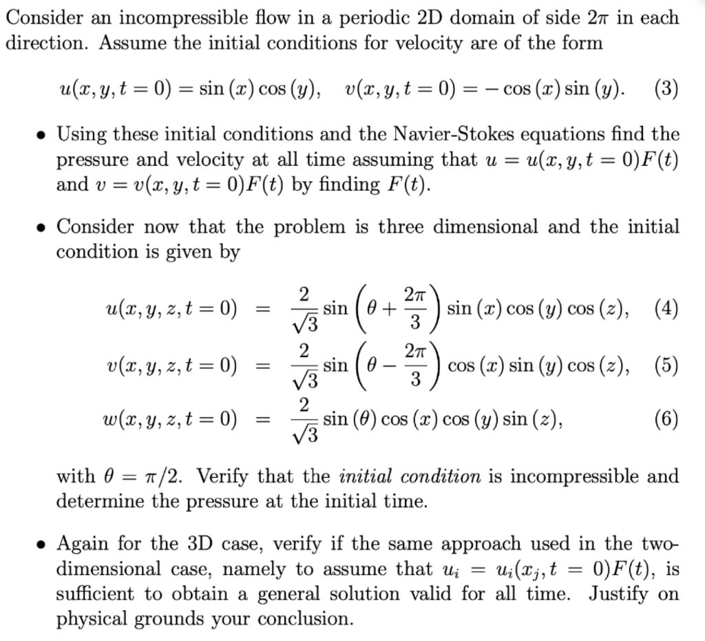 Consider an incompressible flow in a periodic 2D | Chegg.com