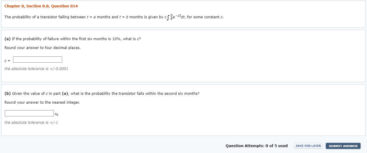 Solved Chapter 8, Section 8.8, Question 014 The probability | Chegg.com