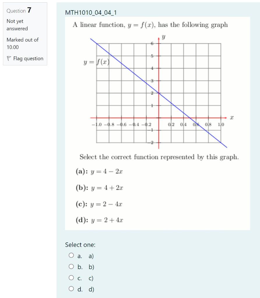 Solved Question 7 MTH1010_04_04_1 Not yet A linear function, | Chegg.com