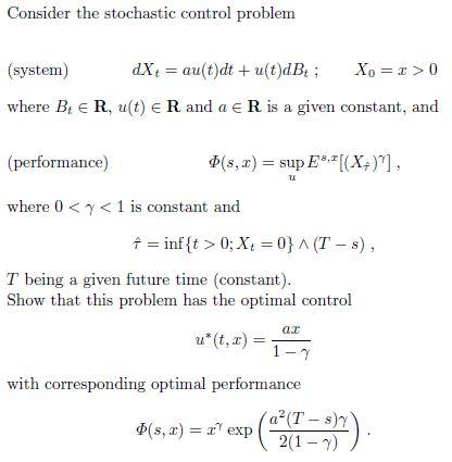 Solved Consider the stochastic control problem (system) | Chegg.com
