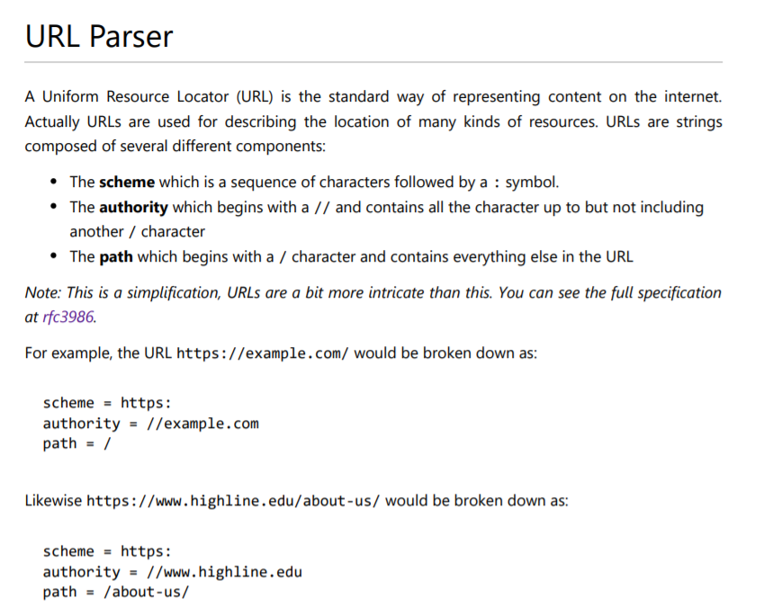 Solved URL Parser A Uniform Resource Locator (URL) is the | Chegg.com