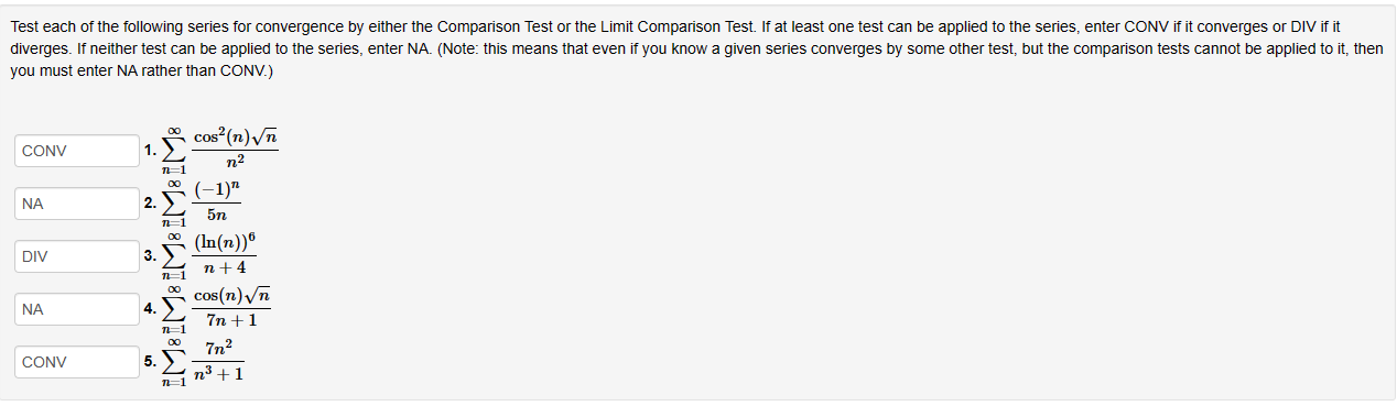 Solved Test each of the following series for convergence by | Chegg.com