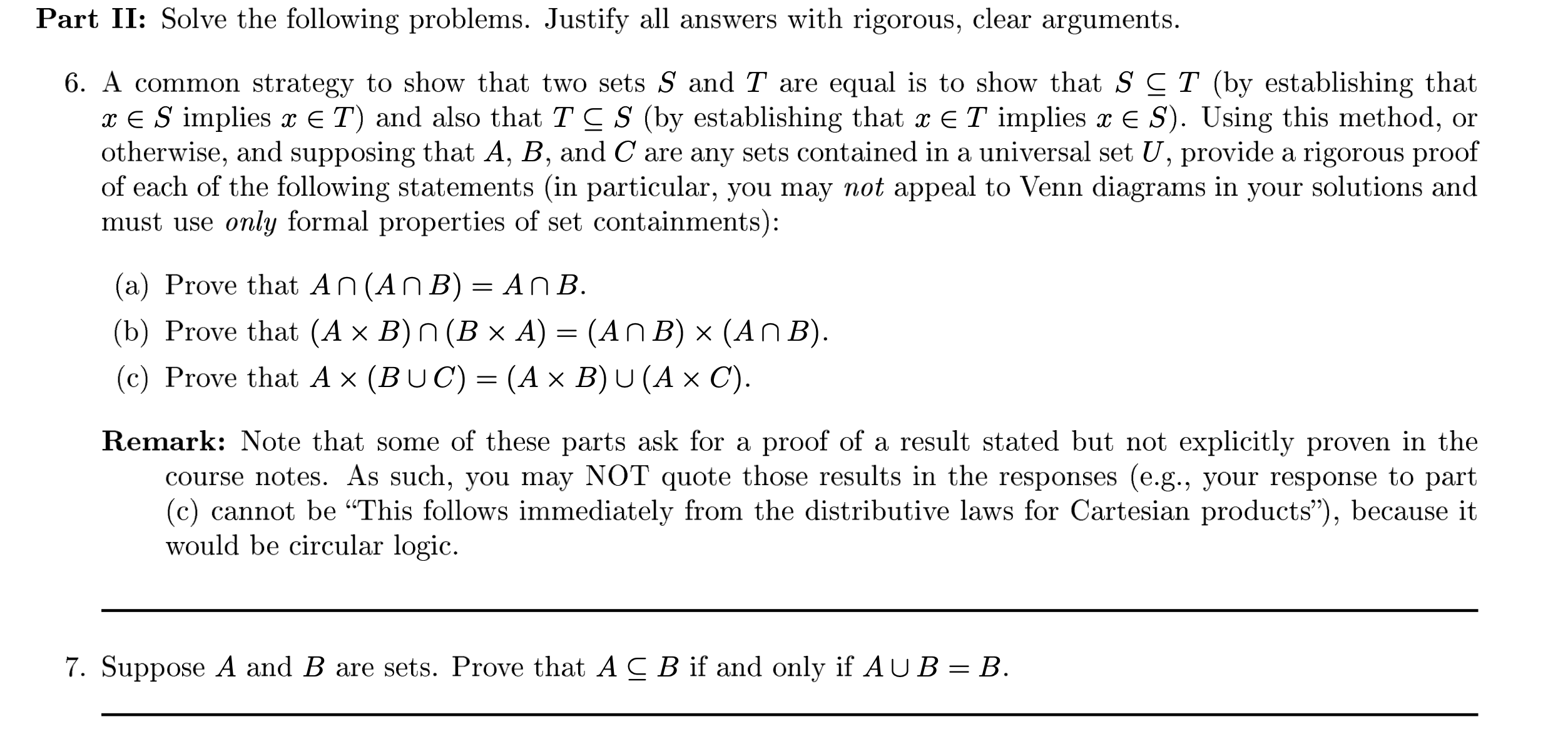 Solved Part II: Solve the following problems. Justify all | Chegg.com