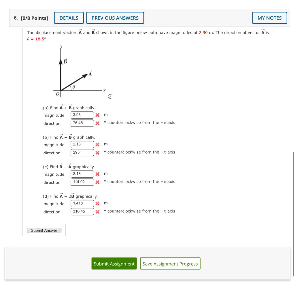 The displacement vectors A and B shown in the figure | Chegg.com