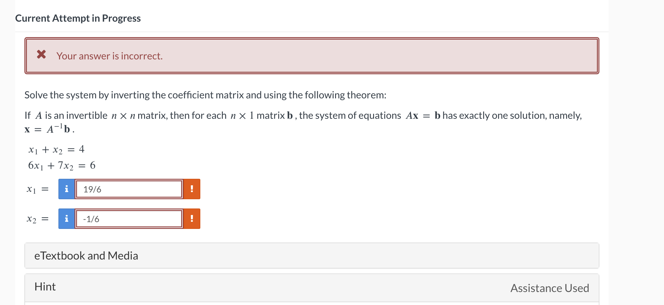 Solved Solve the system by inverting the coefficient matrix | Chegg.com