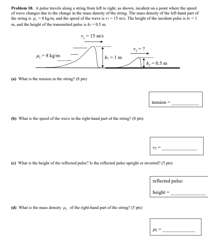 Solved Problem 10. A pulse travels along a string from left | Chegg.com