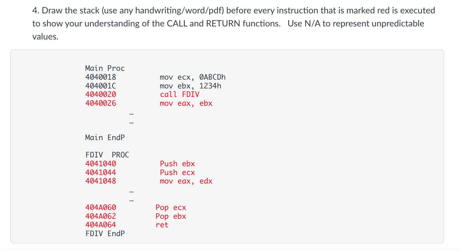 4. Draw the stack (use any handwriting/word/pdf) | Chegg.com