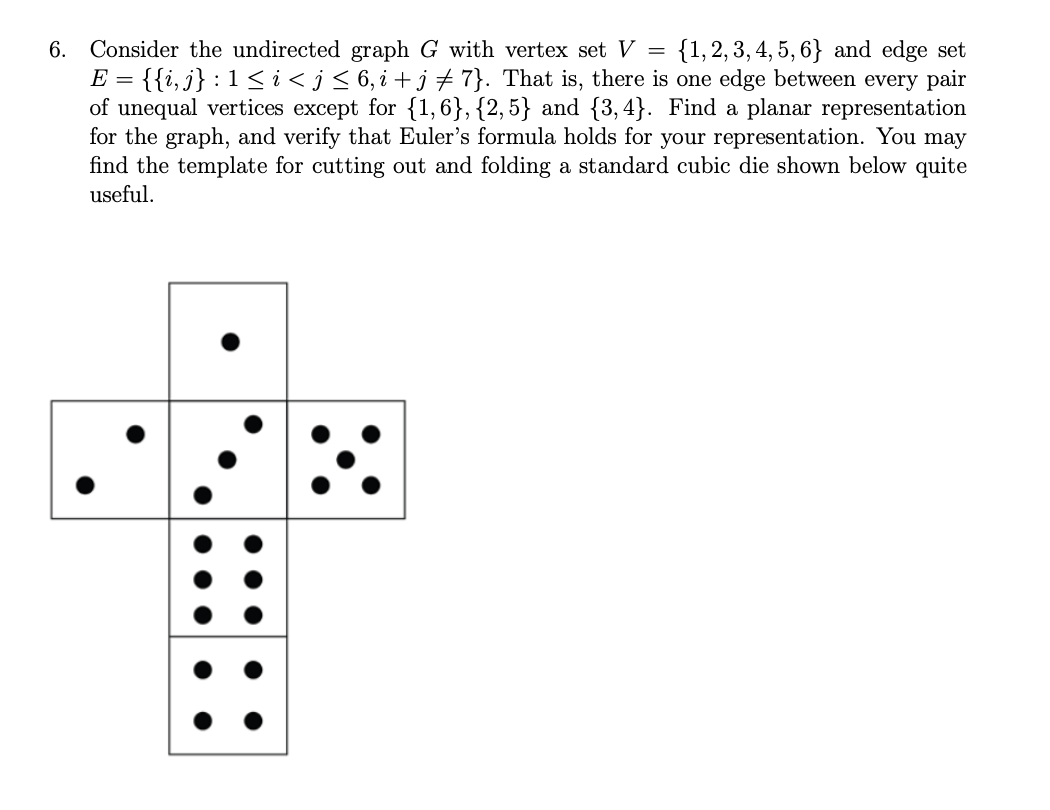 Solved = 6. Consider the undirected graph G with vertex set | Chegg.com