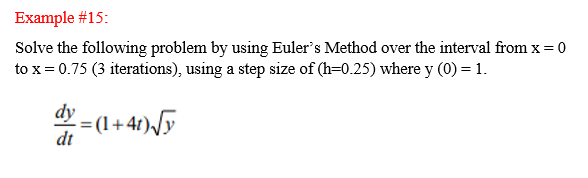 Solved Solve the following problem by using Euler's Method | Chegg.com